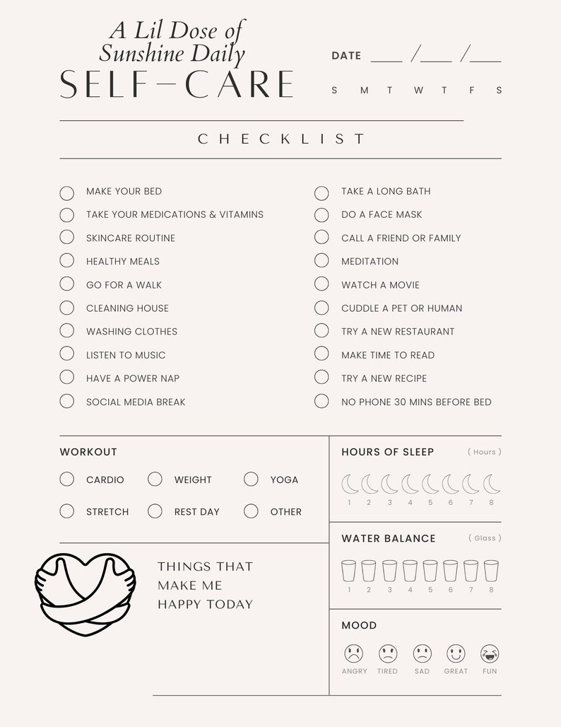 Wellness Routine for Busy Women, Printable Self-care Tracker, Women's ...
