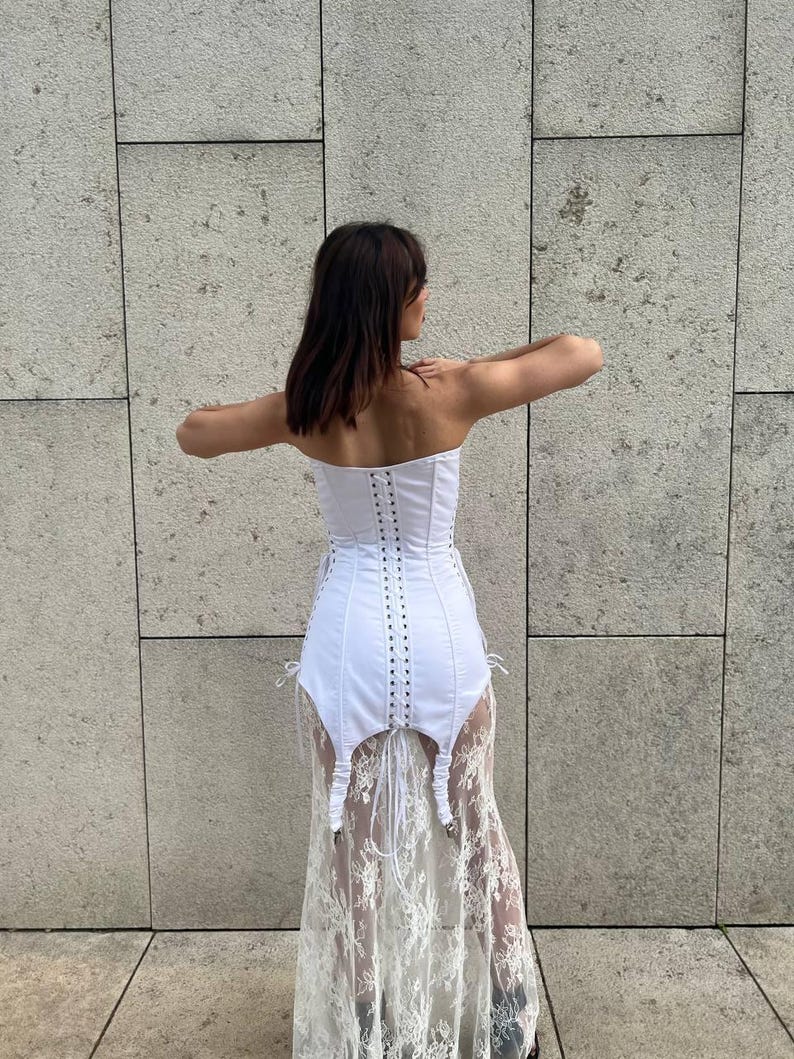Satin Corset Dress With Boning: Custom Elegant Overbust Corset - Etsy