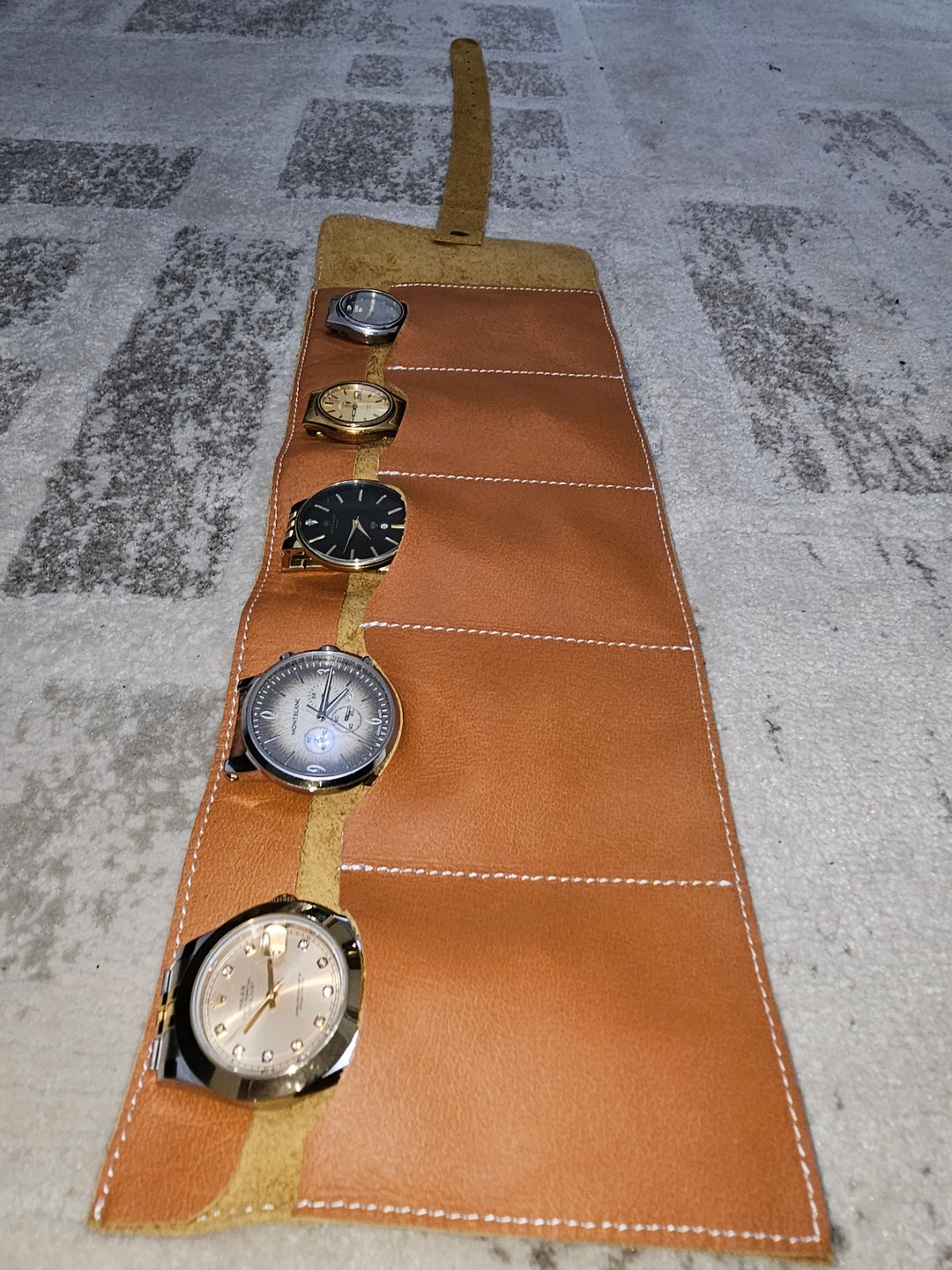 Full Grain Leather Handmade Tan Watch Roll Travel Pouch Tanner London ...