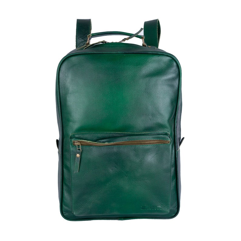 Premium Green Leather Backpack: Handmade, Full Grain, Ideal Birthday ...