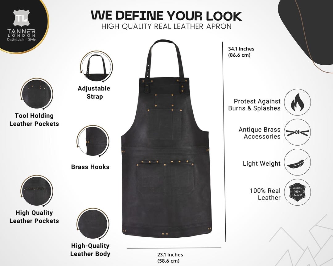 Full Grain Leather Apron: Butcher, Chef, Barber, Woodwork, Blacksmith ...