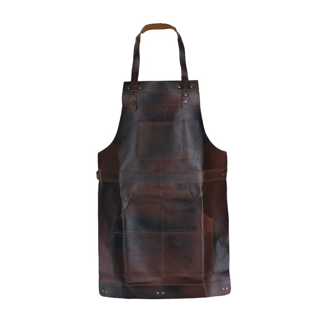 Dark Brown Full Grain Leather Apron Butcher Apron Barber Apron Woodwork ...