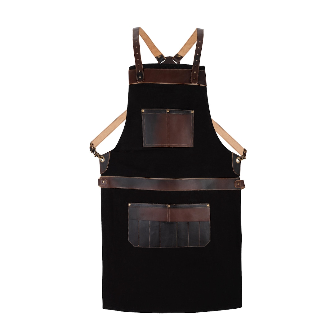 Canvas Apron With Leather Pockets: BBQ Chef Barber Blacksmith Gift - Etsy