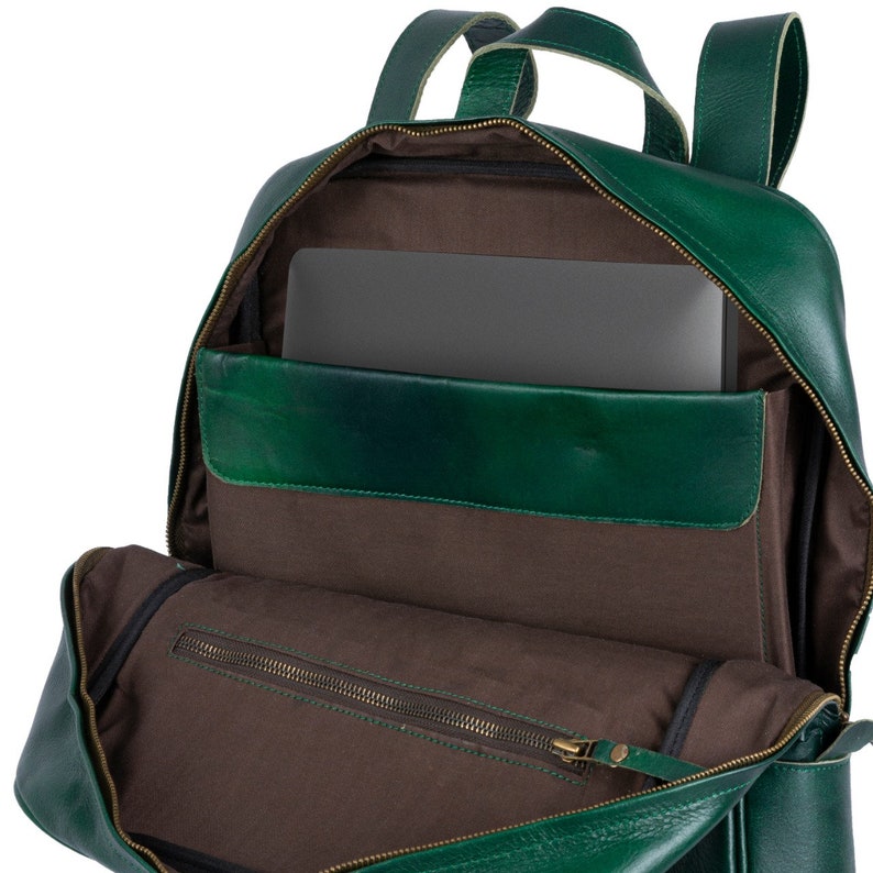 Premium Green Leather Backpack: Handmade, Full Grain, Ideal Birthday ...