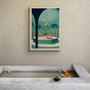 Turkish Hammam Art Print, Istanbul Bathhouse Poster, Turkey ...