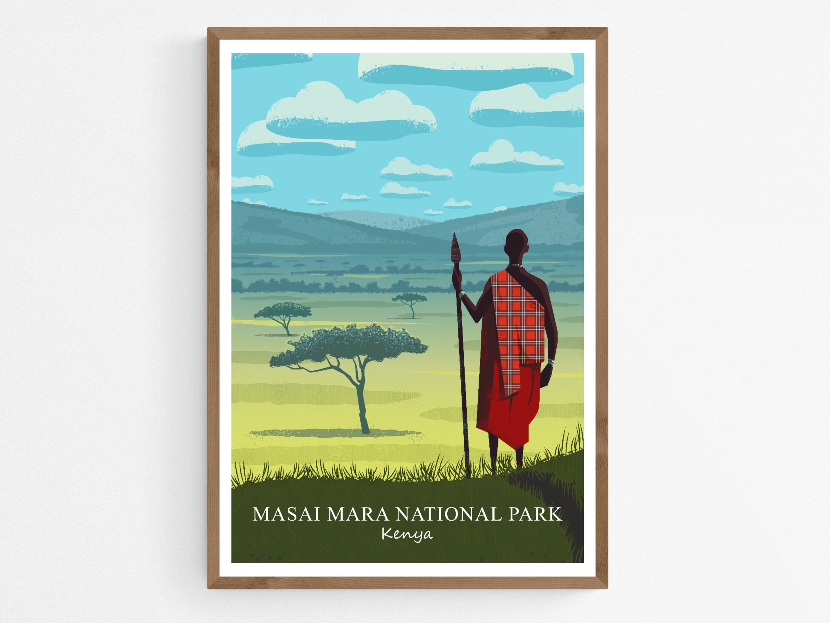 Masai Mara National Park Poster, African Print, Kenya Poster, Maasai ...