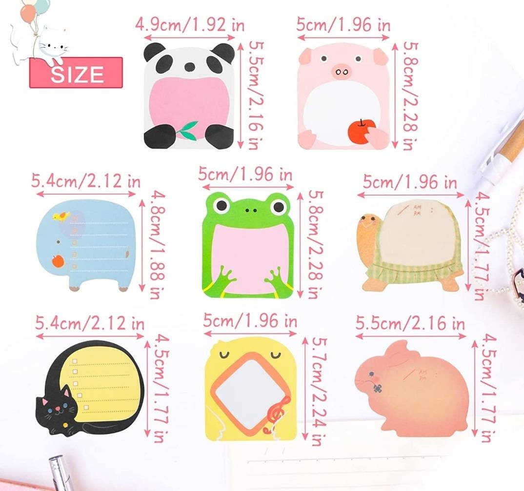 4 X Cute Animal Shaped Post-it Memo Sticky Note Pads school work ...