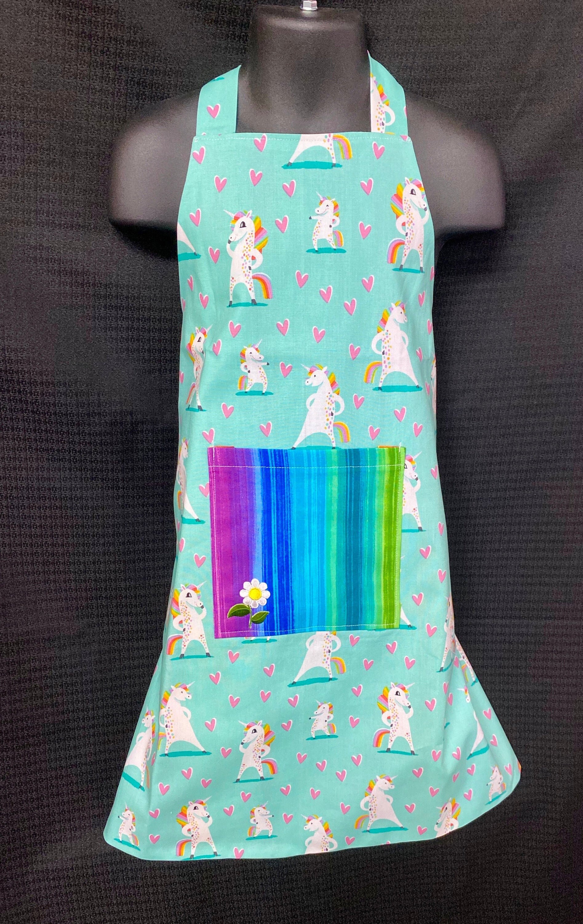 Little Girls Dancing Unicorns Apron, Cute Kitchen Apron With ...