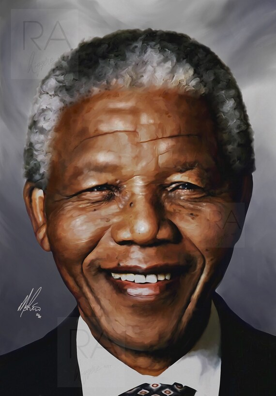 Nelson Mandela Hand Painted Poster Print Office Wall Art | Etsy