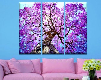 Purple Tree Wall Art | Etsy