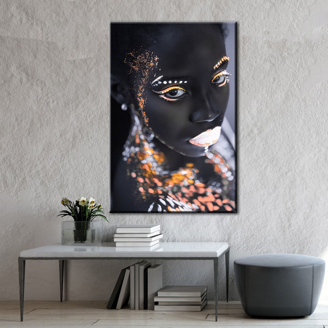 Abstract African Woman Portrait: Colorful Makeup Face Art Canvas - Etsy