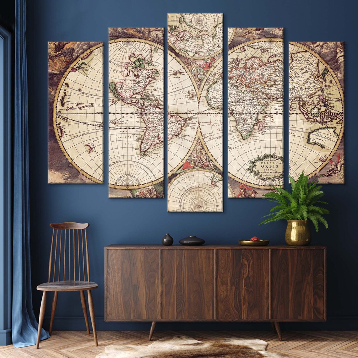 Antique World Map Canvas Art: 1720 Historic Style Wall Decor - Etsy