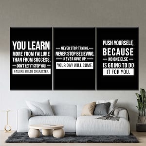 Motivation Wall Art, You Learn, Organization Keywords, Set of 3, Large ...