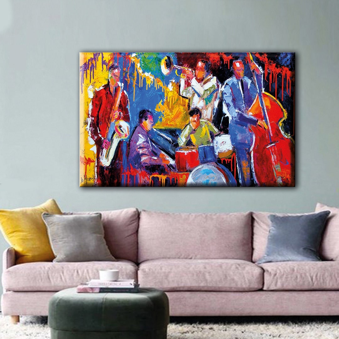 Colorful Jazz Band Canvas Print: Abstract Music Wall Art - Etsy