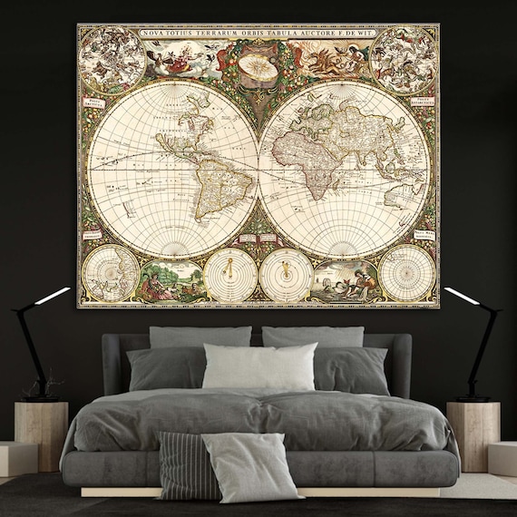 Vintage Retro Map Old World Map Home Decor Map Large Wall | Etsy