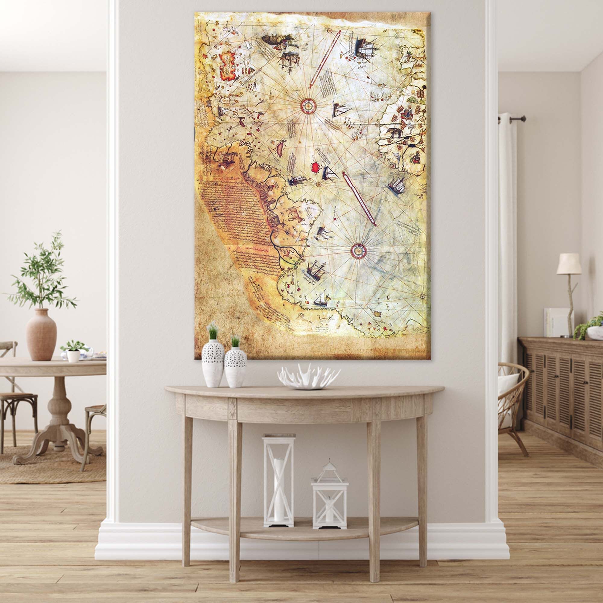 Piri Reis Map Canvas Print: Ottoman Empire, Antique World Map Decor - Etsy