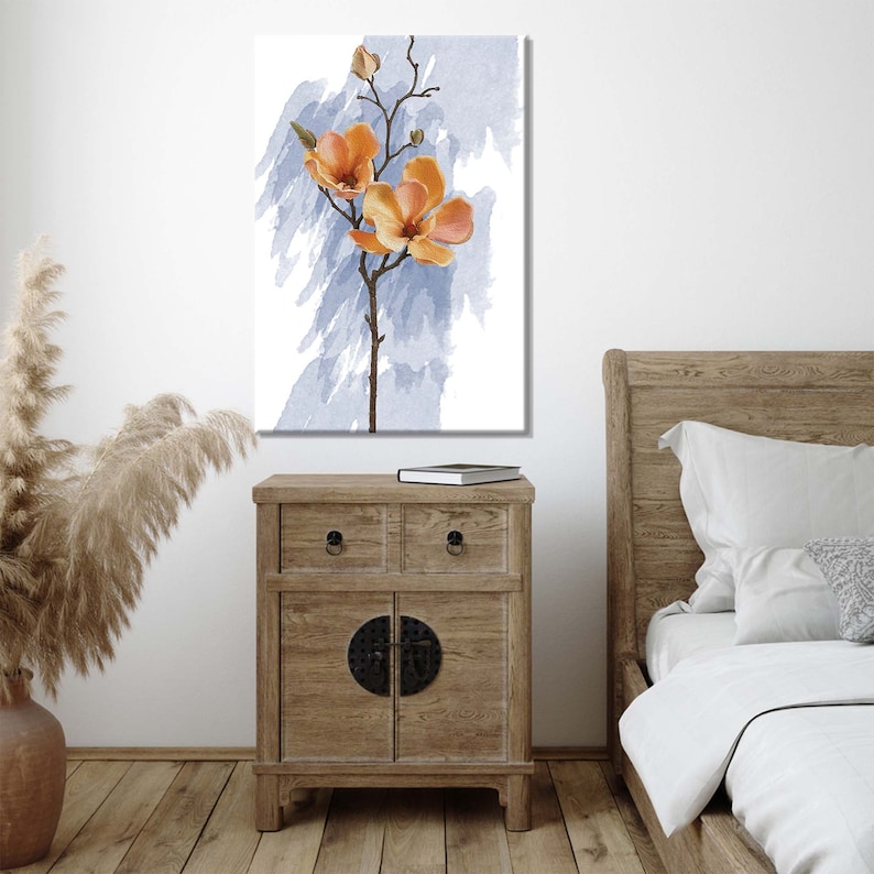 Orange Magnolia Canvas Print: Watercolor Floral Wall Art - Etsy UK