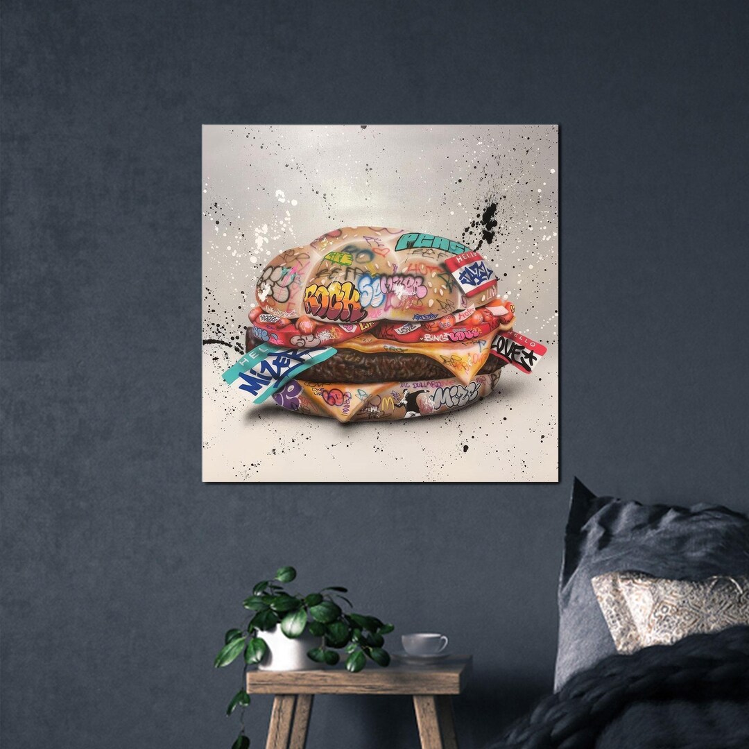 Graffiti Burger Canvas Art: Urban Street Food Pop Art - Etsy
