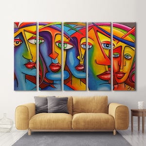 Abstract Face Canvas, Face Portrait Canvas, Portrait Wall Art, Abstract ...