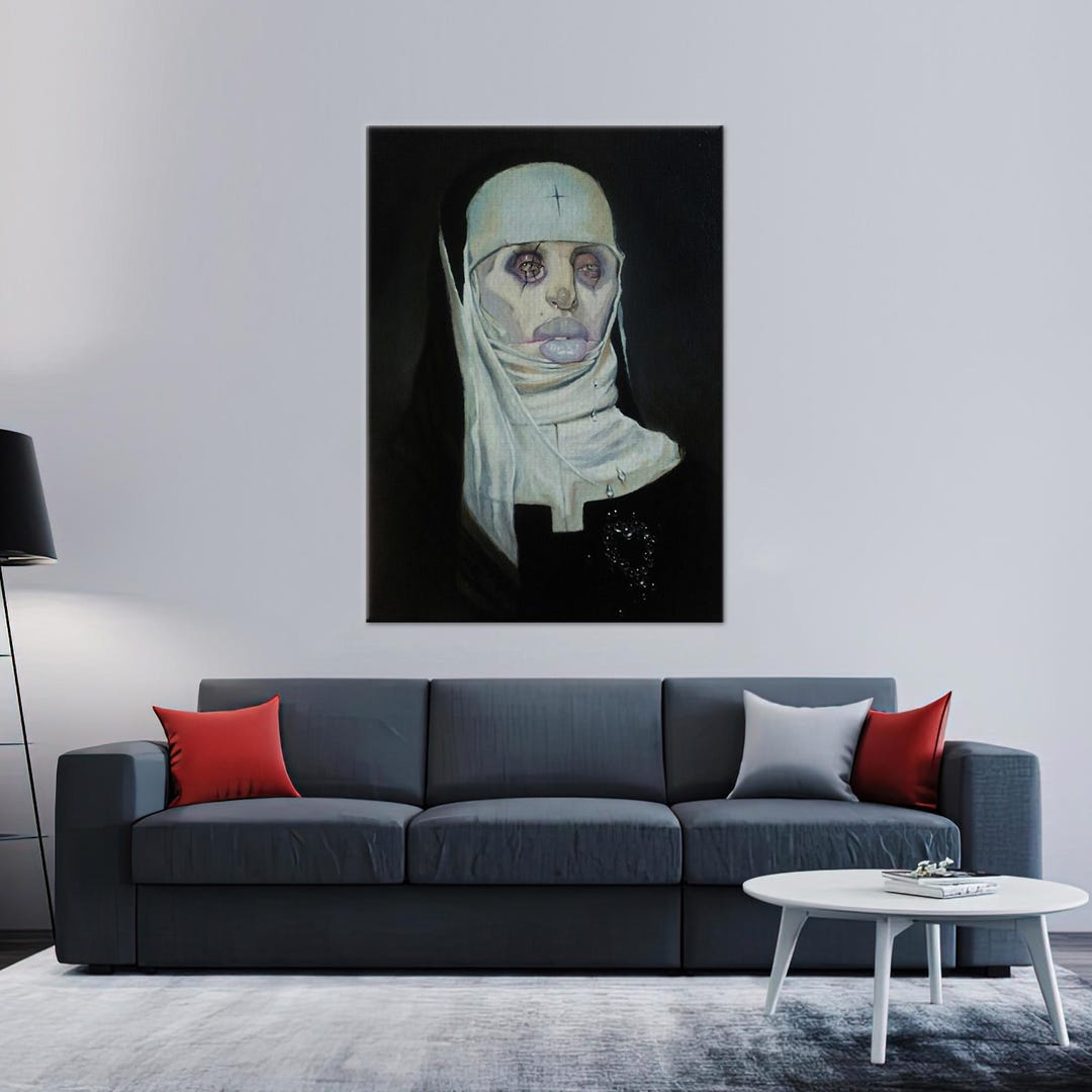 Scary Nun Canvas Art: Horror Priestess, Modern Home Decor - Etsy