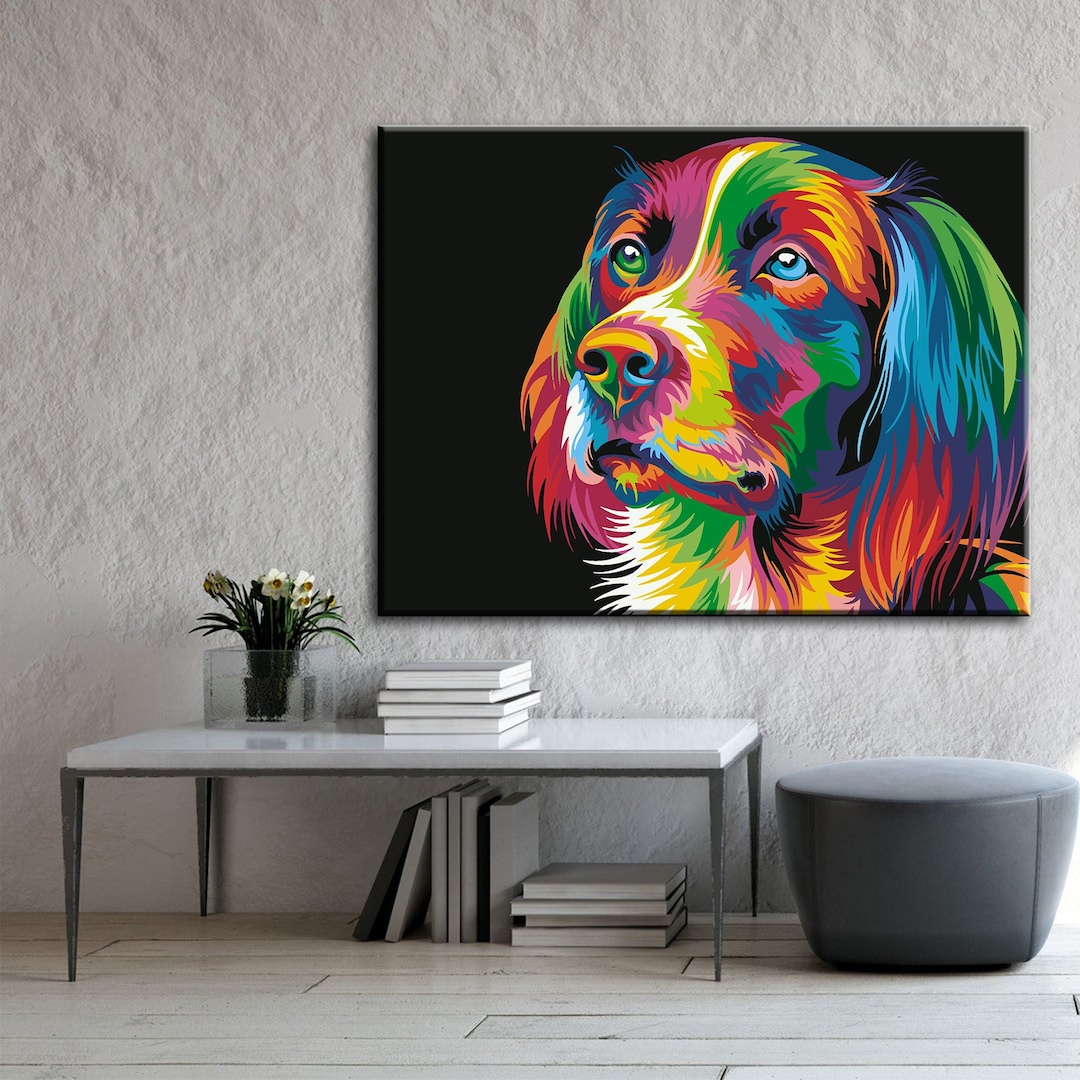 Colorful Dog Canvas Print: Abstract Animal Wall Art - Etsy