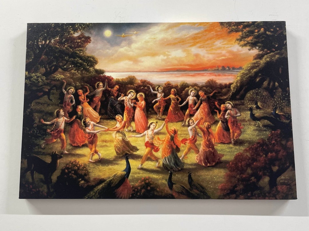 Rasa Lila Dance of Radha Krishna, Rasa Lila Dance, Canvas Wall Art ...