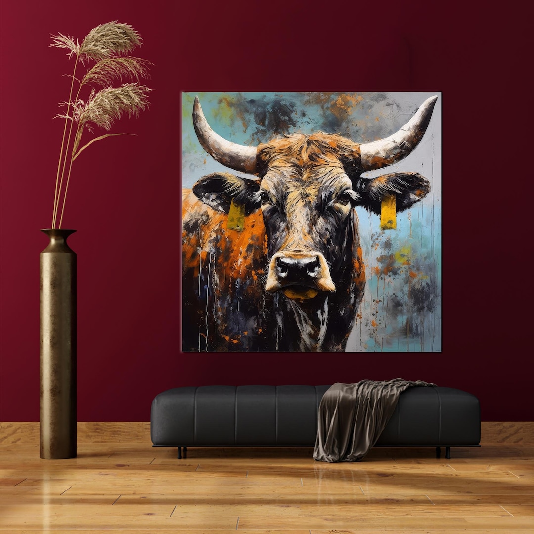Abstract Cow Canvas Art: Modern Farmhouse Wall Decor - Etsy
