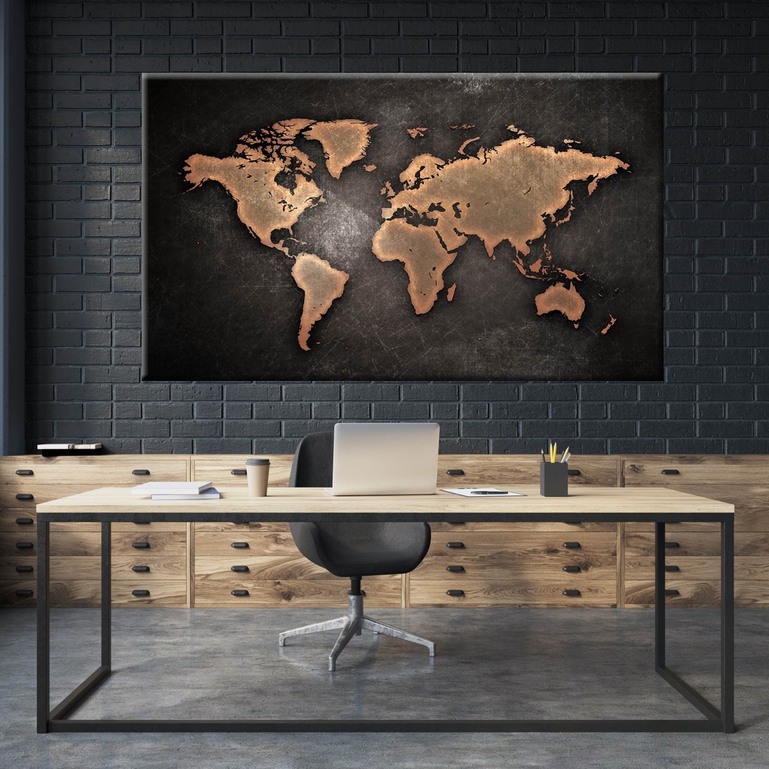 World Map Decor, Large World Map, Travel Art, Map Canvas, World Map ...