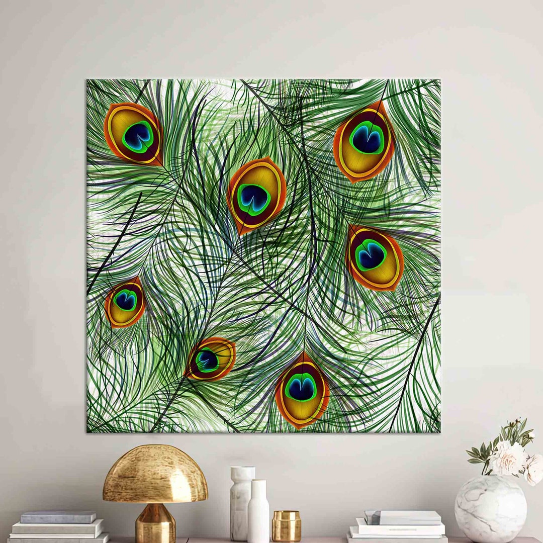 Peacock Feather Wall Art, Luxury Wall Decor, Peacock Lover Gift, Trendy ...