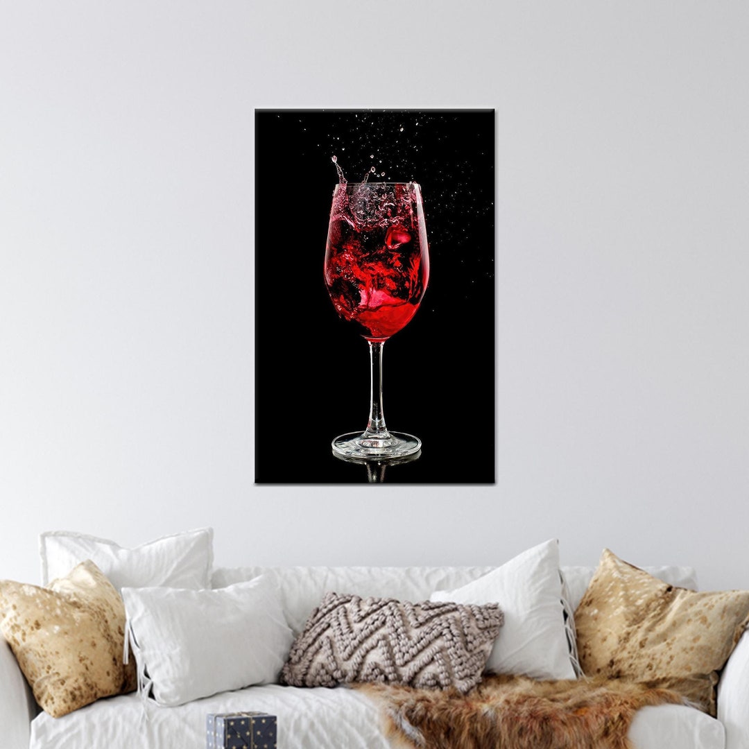 Red Wine Splash Art, Wine Canvas Decor, Red Wine Art, Red Wall Art ...