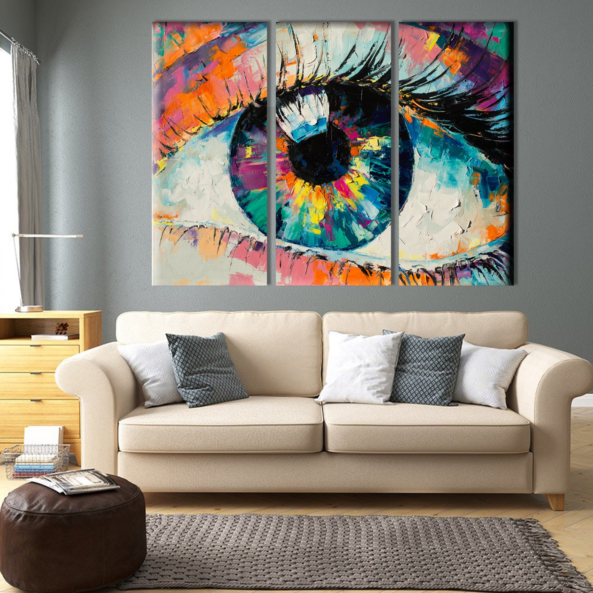 Abstract Eye Oil Painting Colorful Modern Wall Art Eye | Etsy