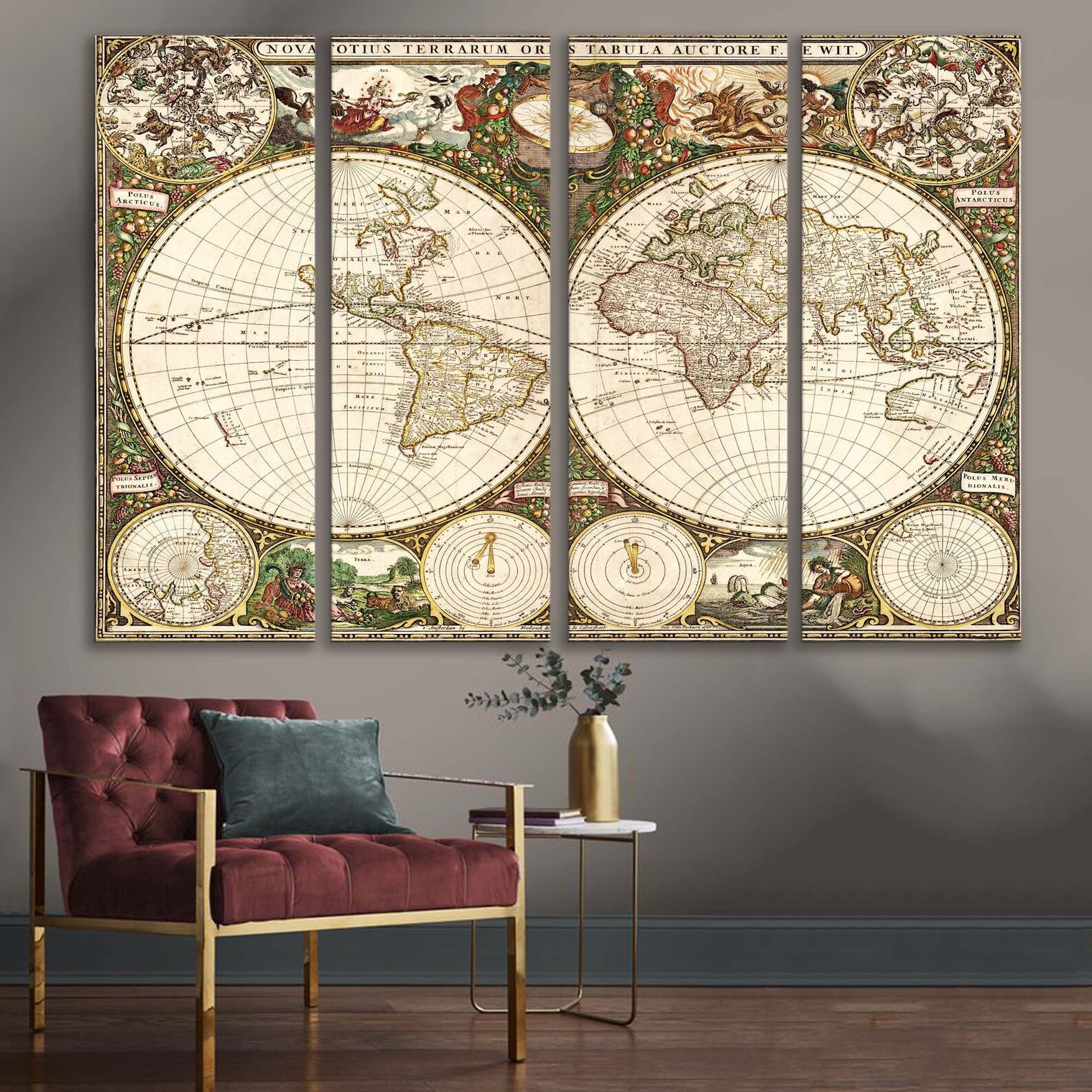 Vintage Retro Map Old World Map Home Decor Map Large Wall | Etsy