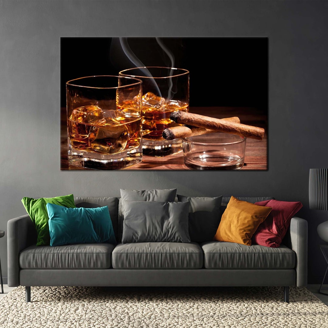 Cigar Wall Art, Bar Decor Art, Man Cave, Loft Art Decor Art, Canvas ...