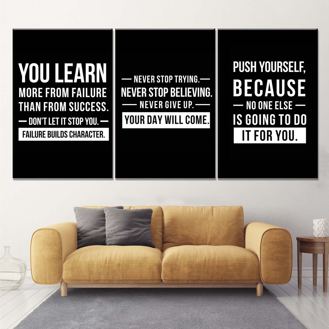 Motivation Wall Art, You Learn, Organization Keywords, Set of 3, Large ...