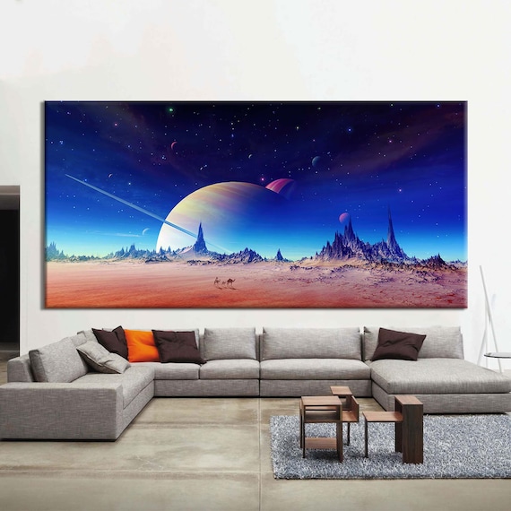 Planets Canvas Decor Space Wall Art Canvas Saturn Canvas | Etsy