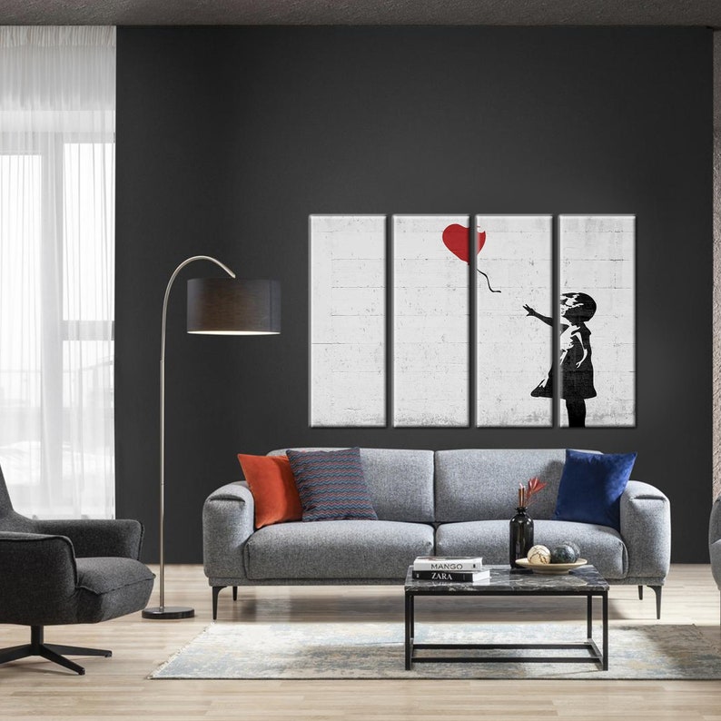 Banksy Girl With Heart Balloon Canvas Print: Street Art Style - Etsy