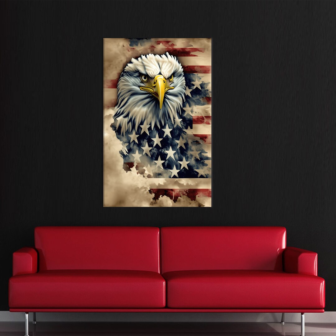 American Eagle Canvas Art: Patriotic Flag Decor - Etsy