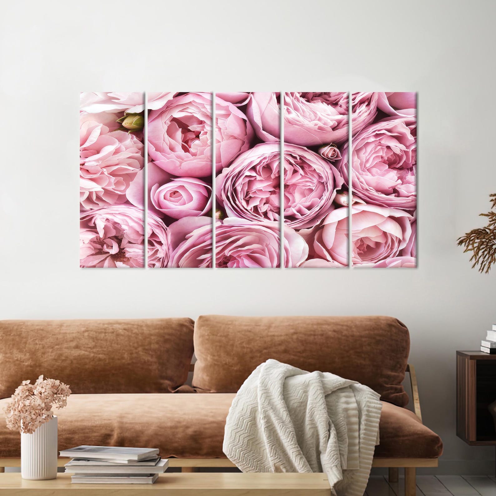 Pink Rose Canvas Art: Modern Floral Wall Decor - Etsy