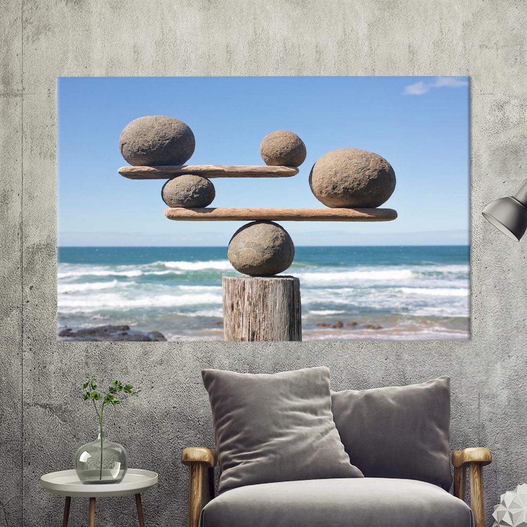 Balance Wall Art, Stones Balance, Modern Canvas Art, Office Art Decor ...