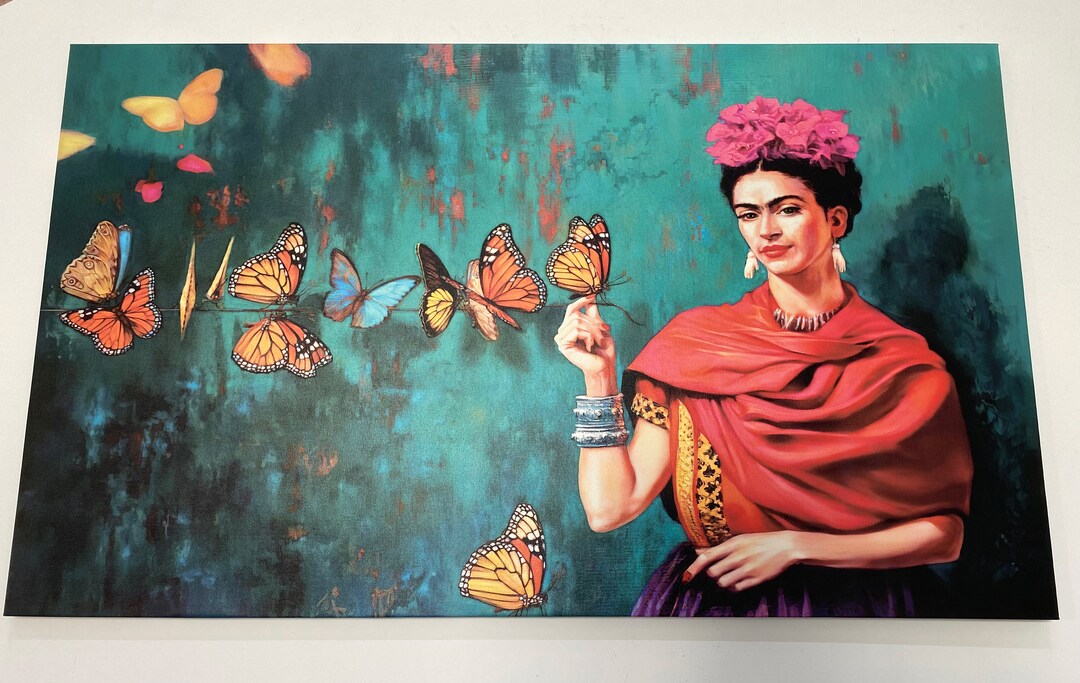 Frida Kahlo Art, Frida Kahlo Poster, Frida Butterflies & Pink Flowers ...
