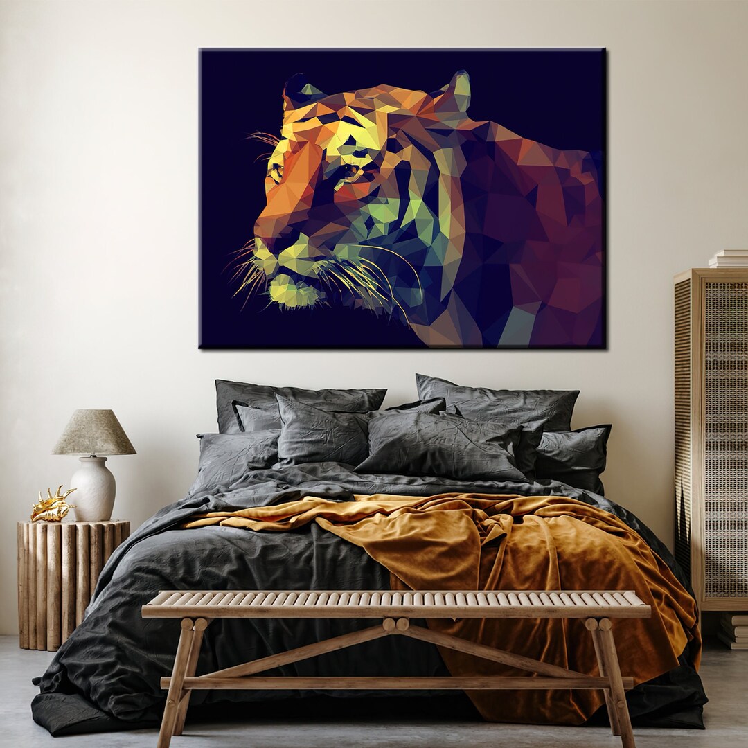 Geometric Tiger Canvas Art: Modern Wildlife Painting - Etsy