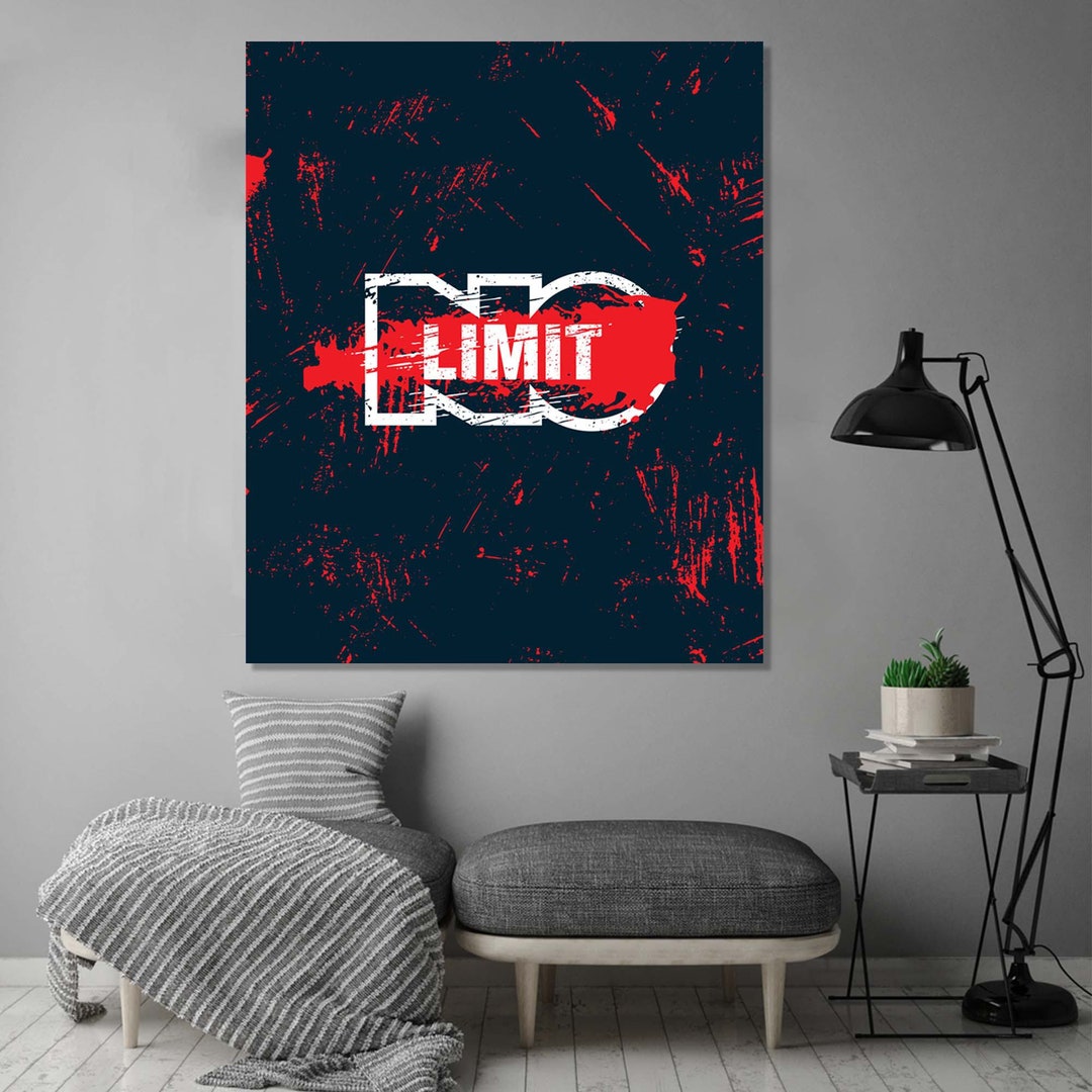 Motivation Wall Art, No Limit, Gym Motivation, Contemporary Art, Large ...
