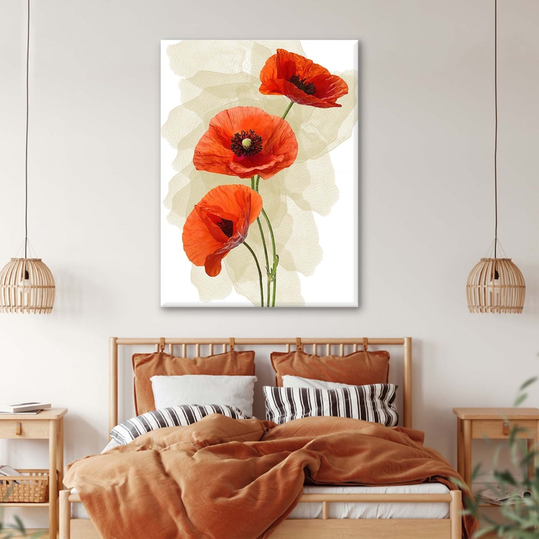 Red Poppies Painting, Red Poppy Wall Art, Flower Painting, Watercolor ...