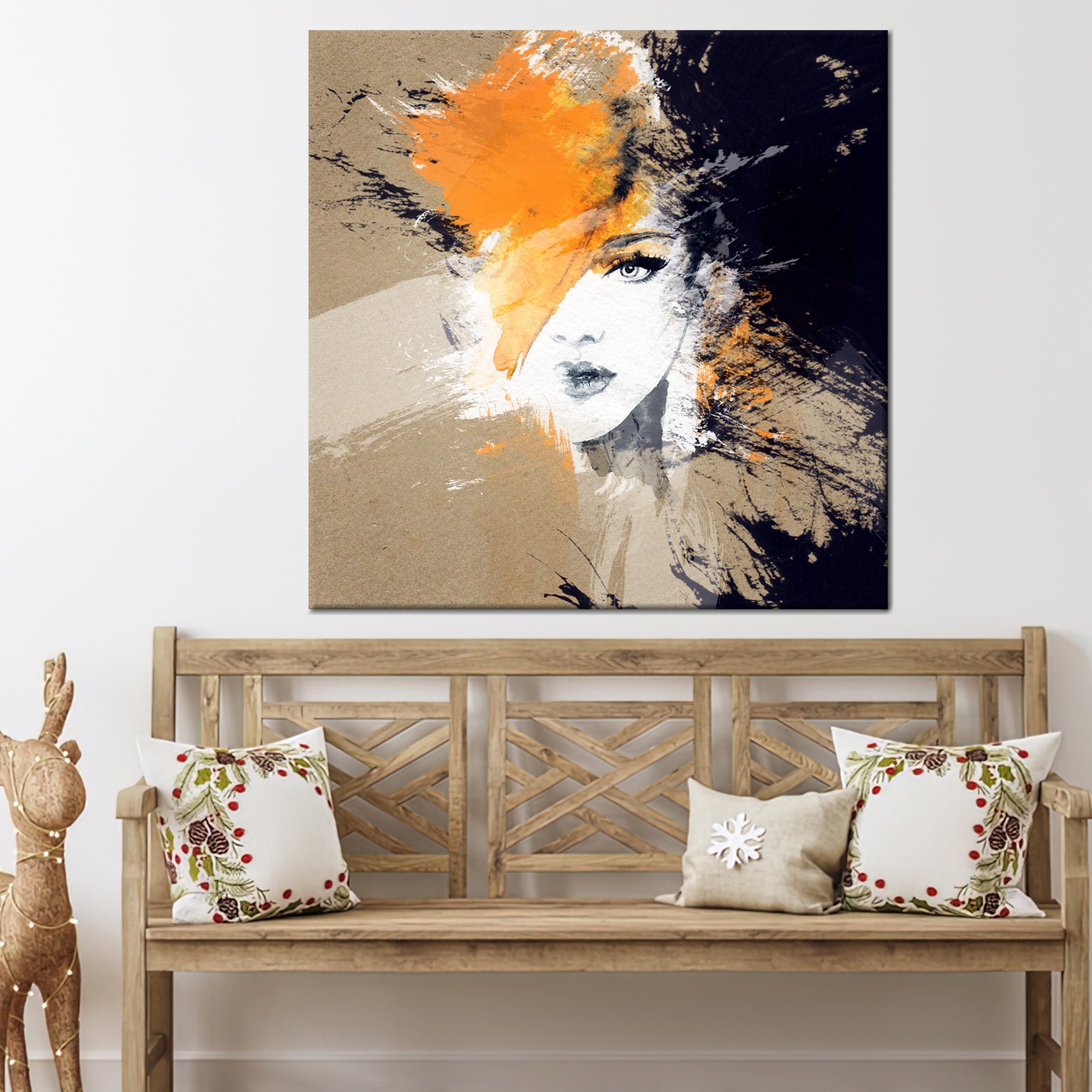 Abstract Woman Portrait Canvas Art: Modern Home Decor - Etsy
