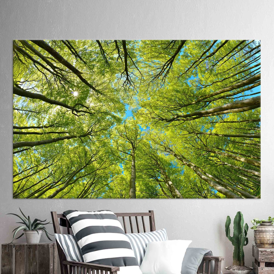 Tree Branch Landscape Canvas, Green Wall Art, Farmhouse Wall Decor ...