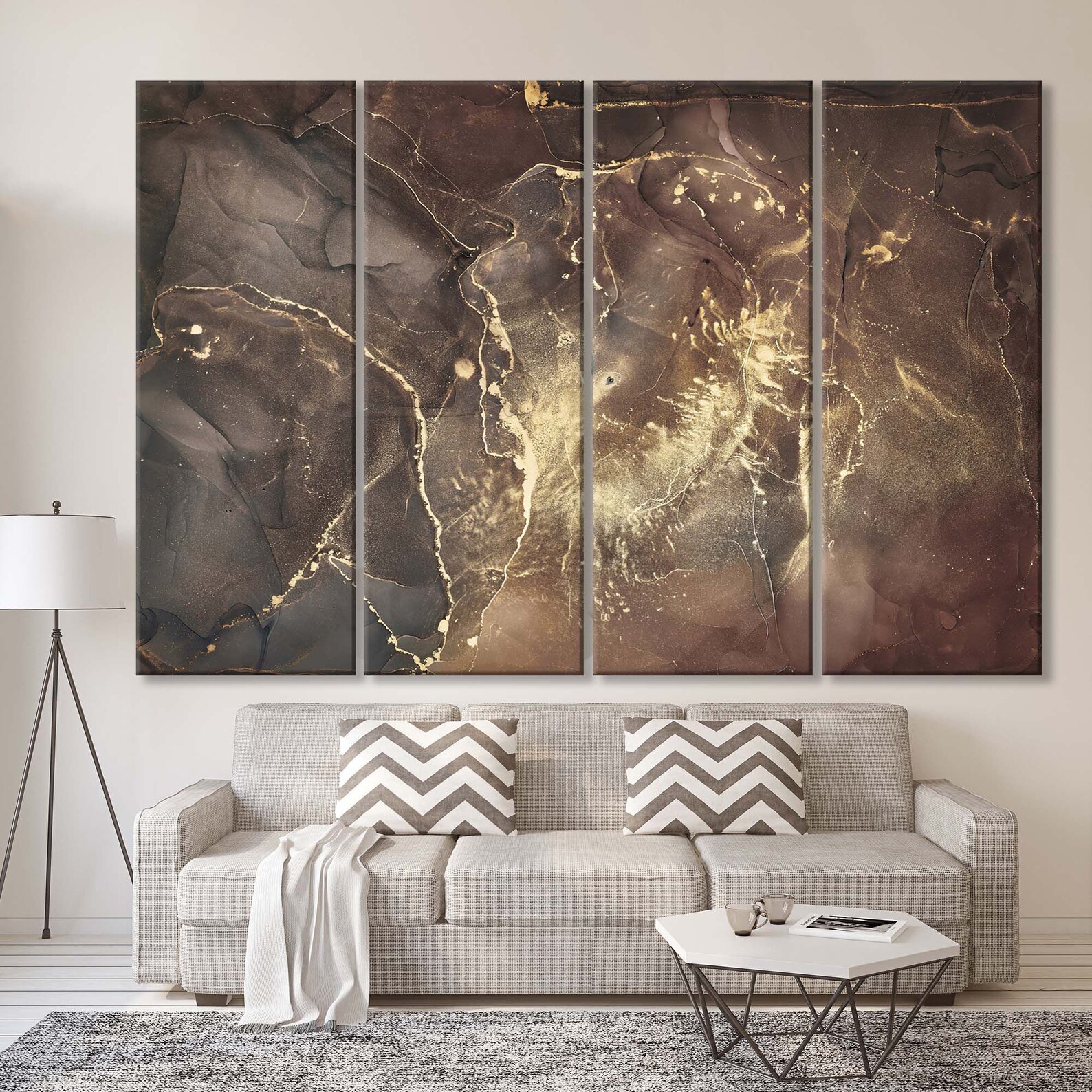 Gold Abstract Art Marble Canvas Wall Art Brown Marble Wall | Etsy