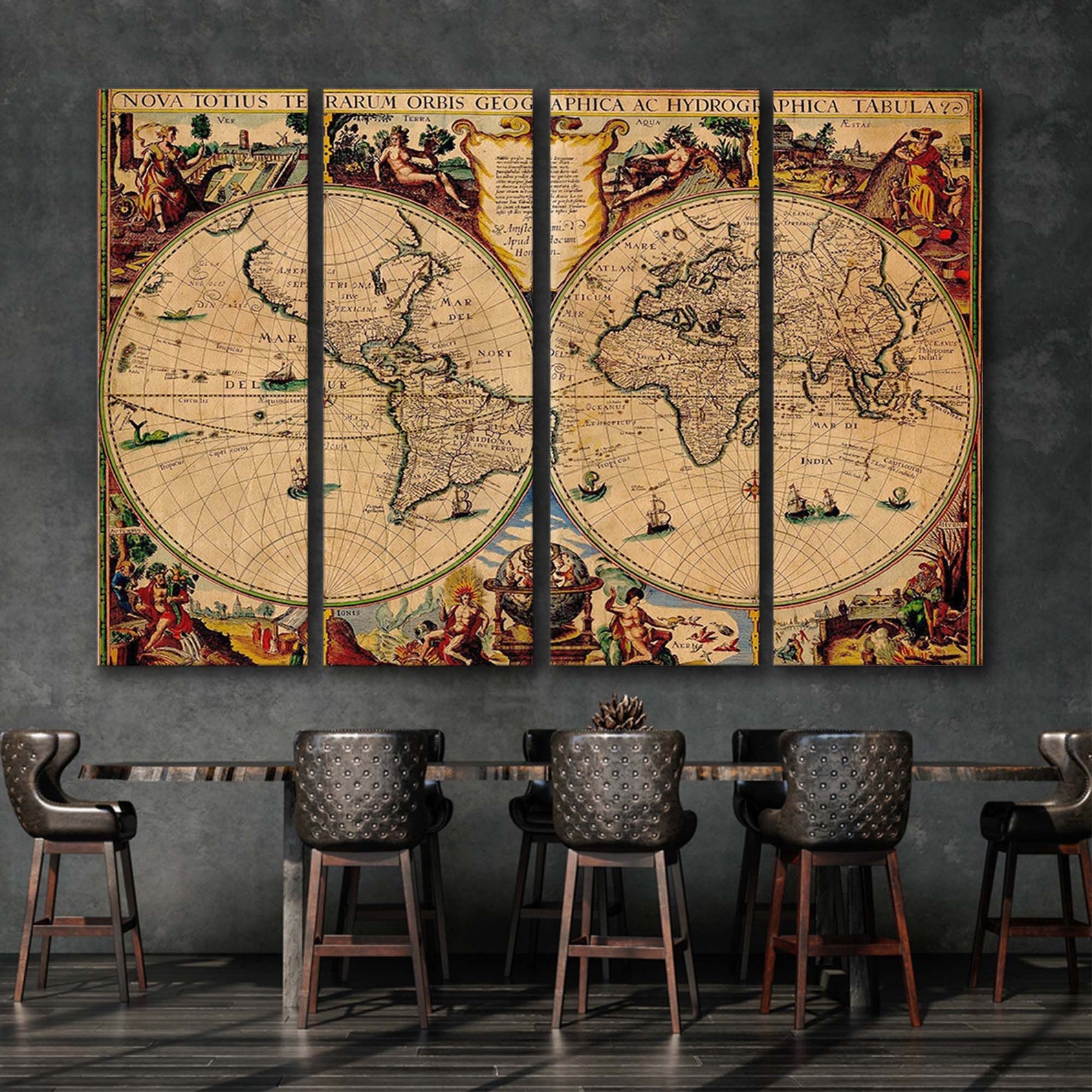 Vintage World Map World Map Poster Antique Style World Map | Etsy