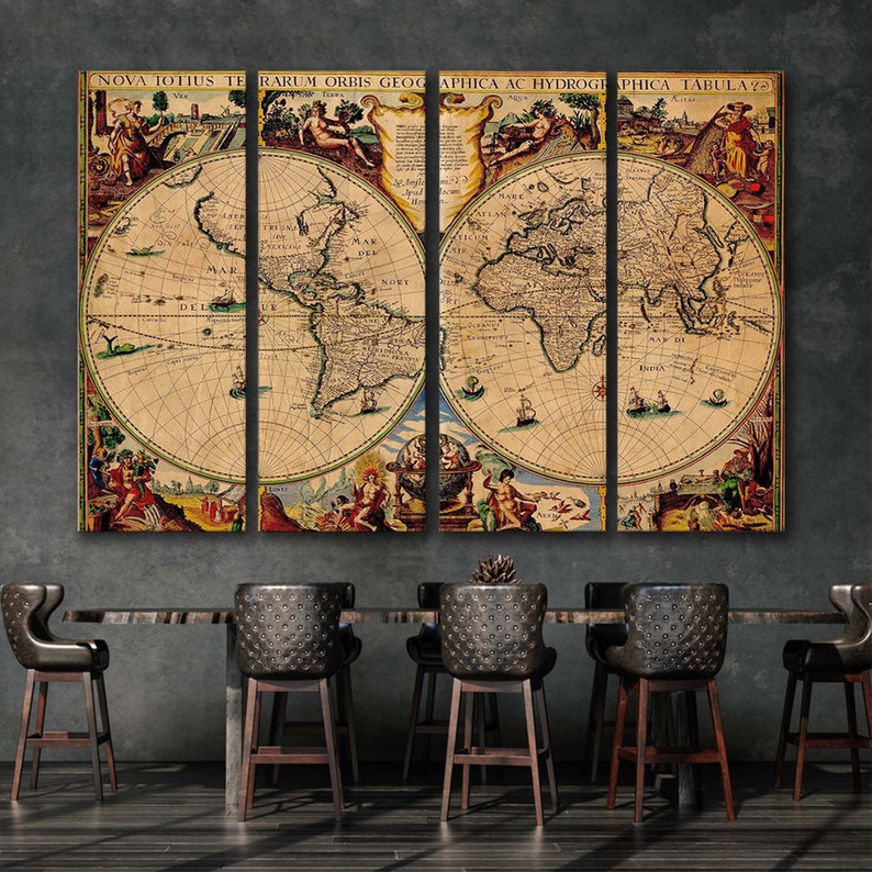 Vintage World Map World Map Poster Antique Style World Map | Etsy