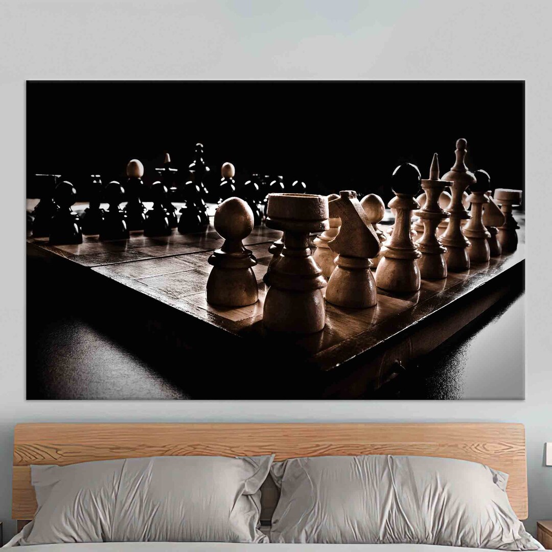 Personalized Gift, Canvas Wall Art, Chess Board Wall Art, Chess Lover ...