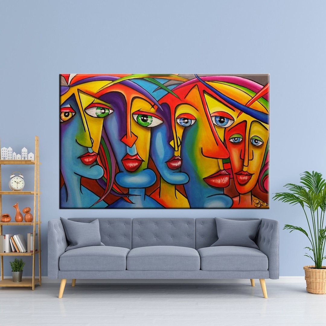 Abstract Face Canvas, Face Portrait Canvas, Portrait Wall Art, Abstract ...